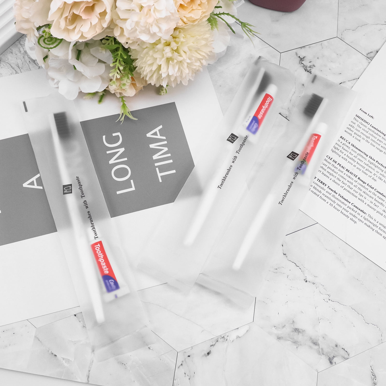 Tuciyke Disposable Toothbrush with Toothpaste Set Pack of 60,White ...