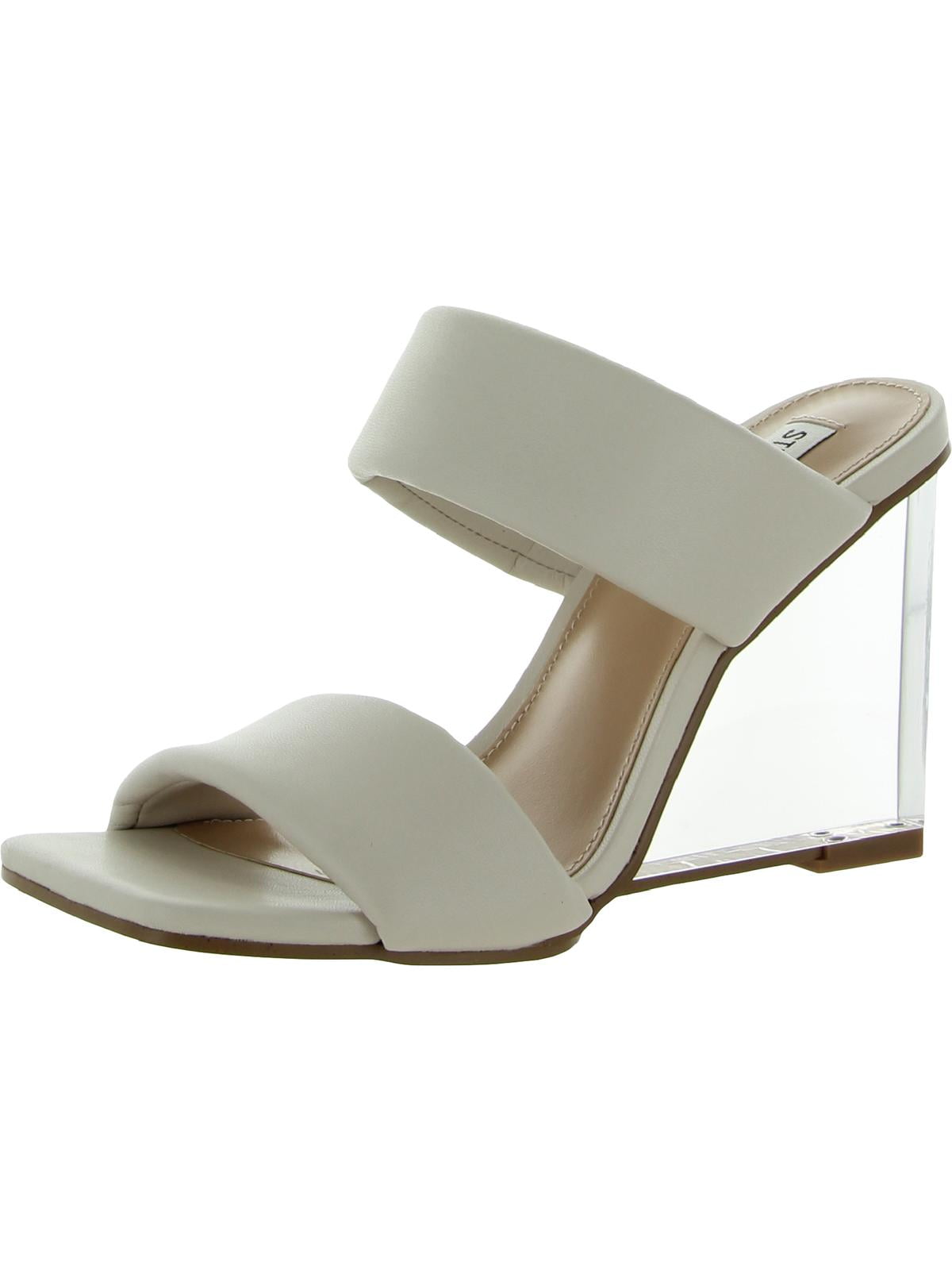Steve Madden Women's Isa Lucite Vegan Leather Slip On Strappy Wedge ...