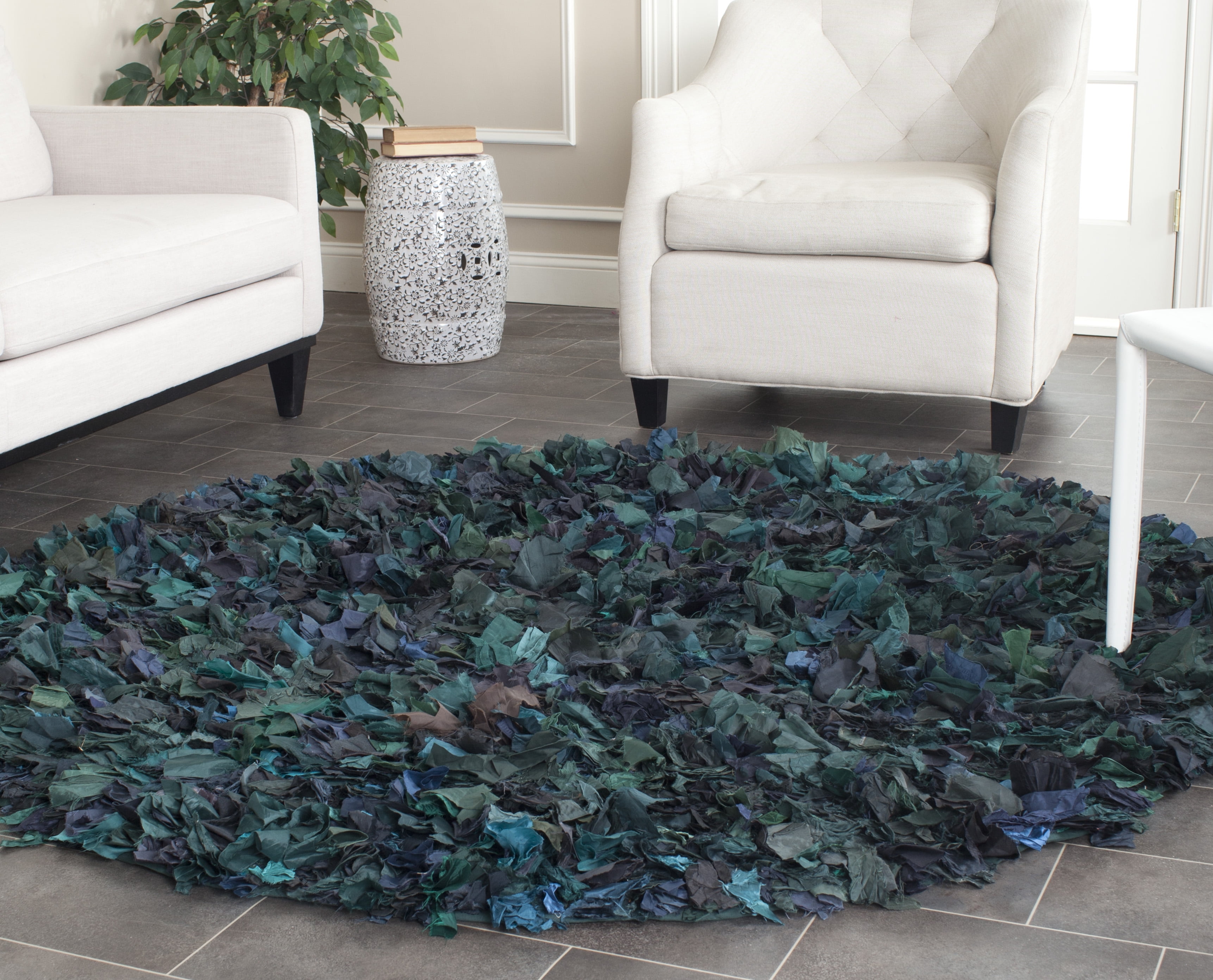 SAFAVIEH Rio Cassandra Confetti Polyester Shag Area Rug, Green/Multi, 6 ...