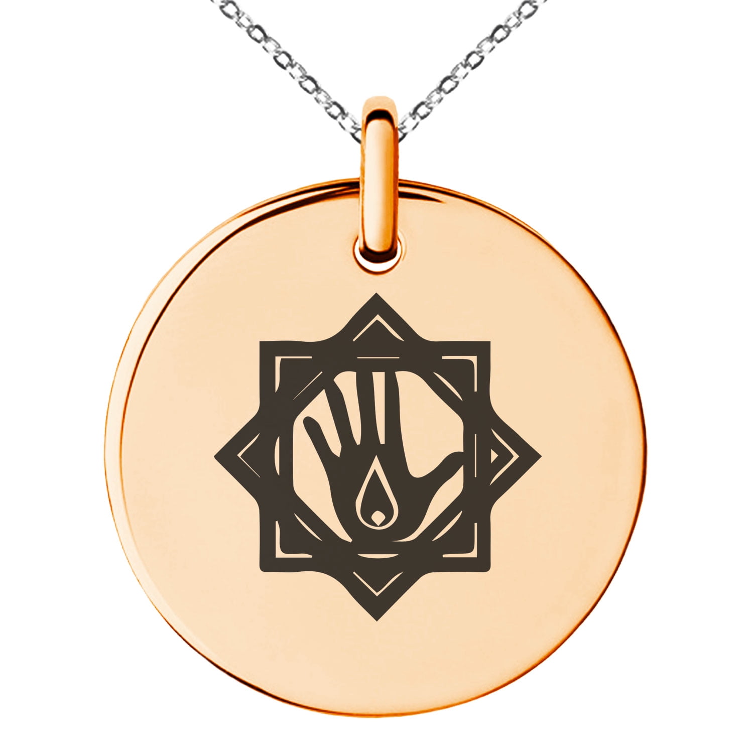 Stainless Steel Blood Magic Rune Engraved Small Medallion Circle Charm ...