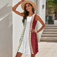 Binienty Yellow Floral Striped Pattern Flowy Tank Sundress for Women ...