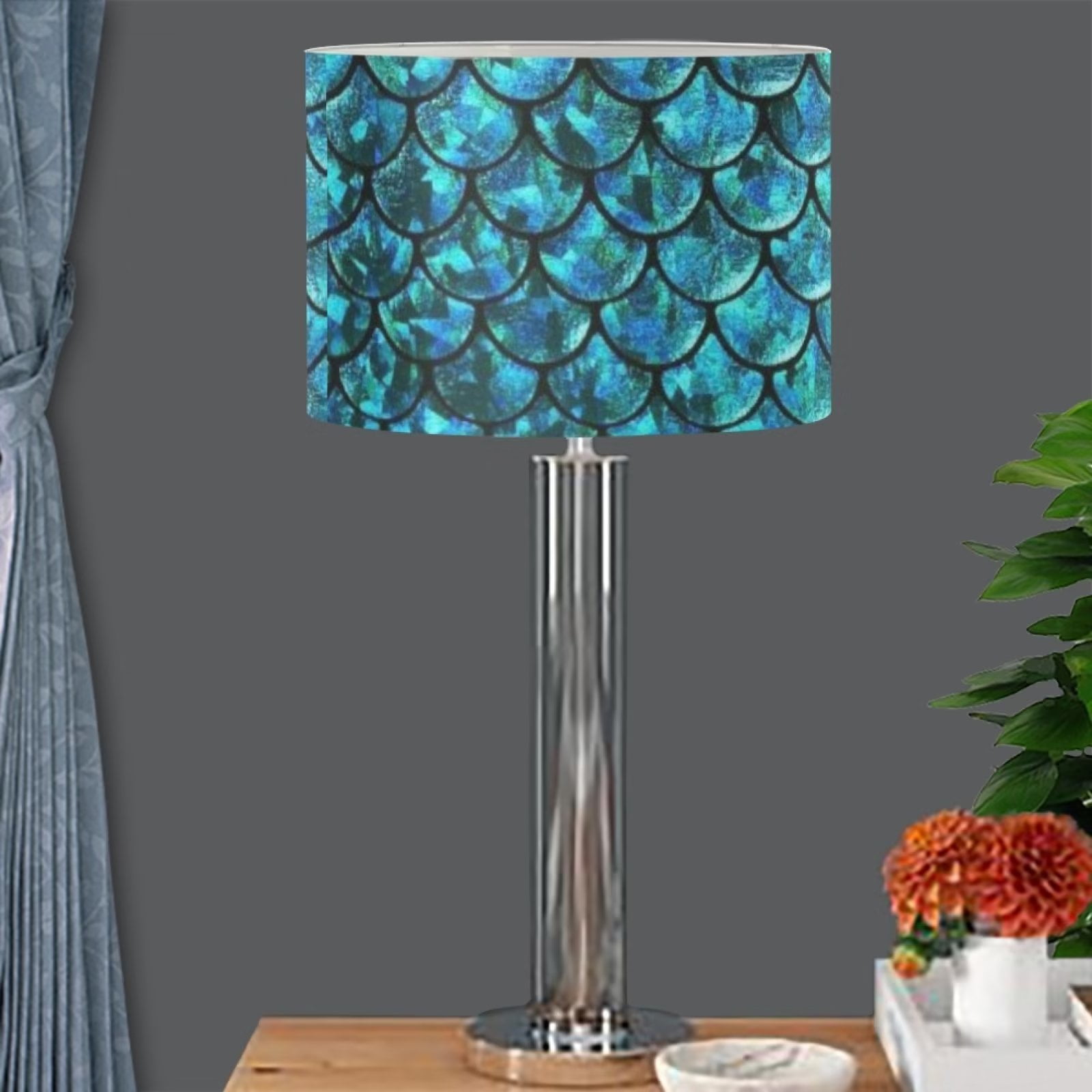 NETILGEN Mermaid Scale Traditional Lamp Shade for Table Floor Lamp ...