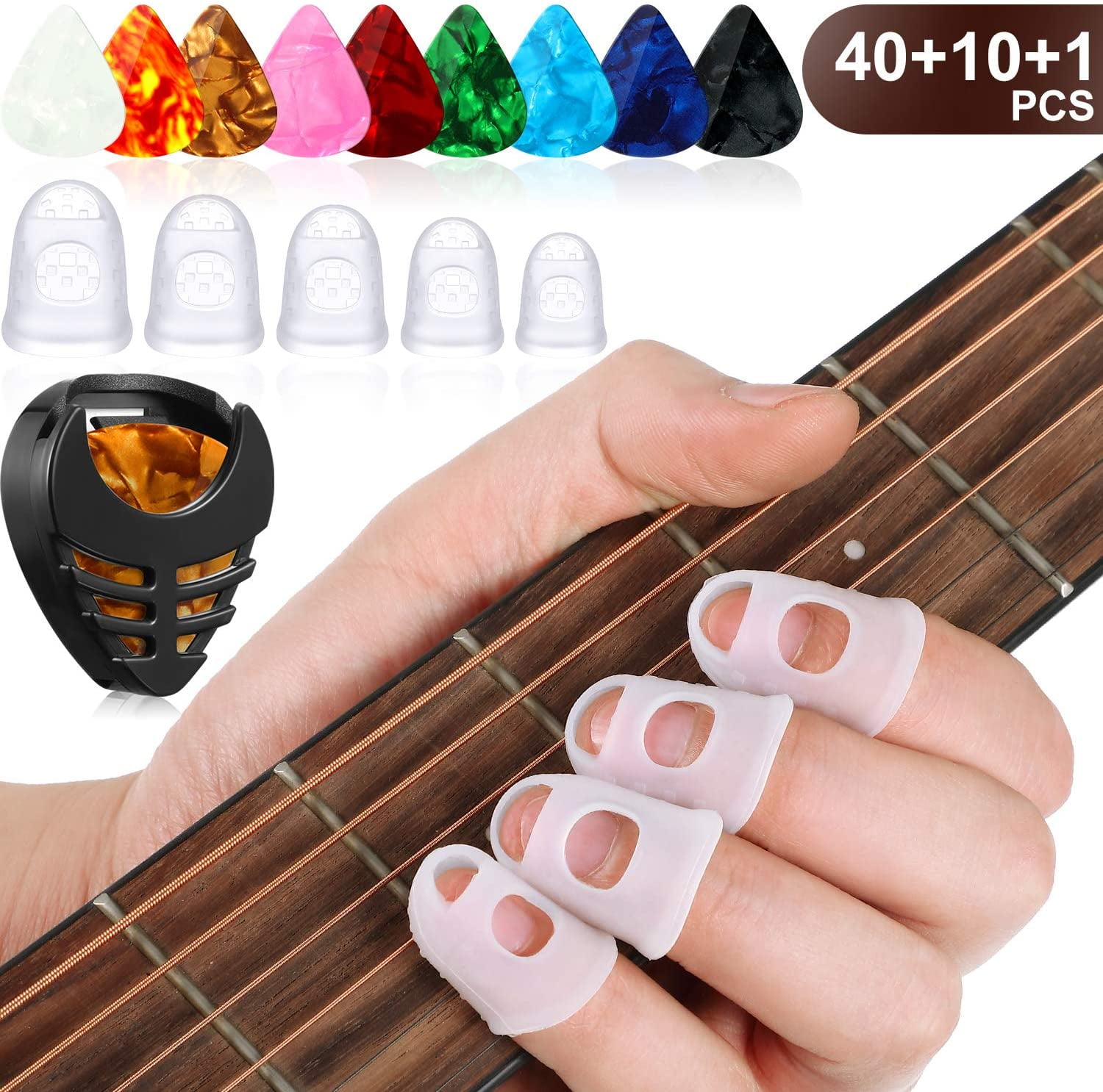 40 Pieces Guitar Fingertip Protectors Guards in 5 Sizes 10 Pieces ...