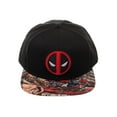 Deadpool Embroidered Snapback Hat with Comic Book Print Sublimated Flat ...