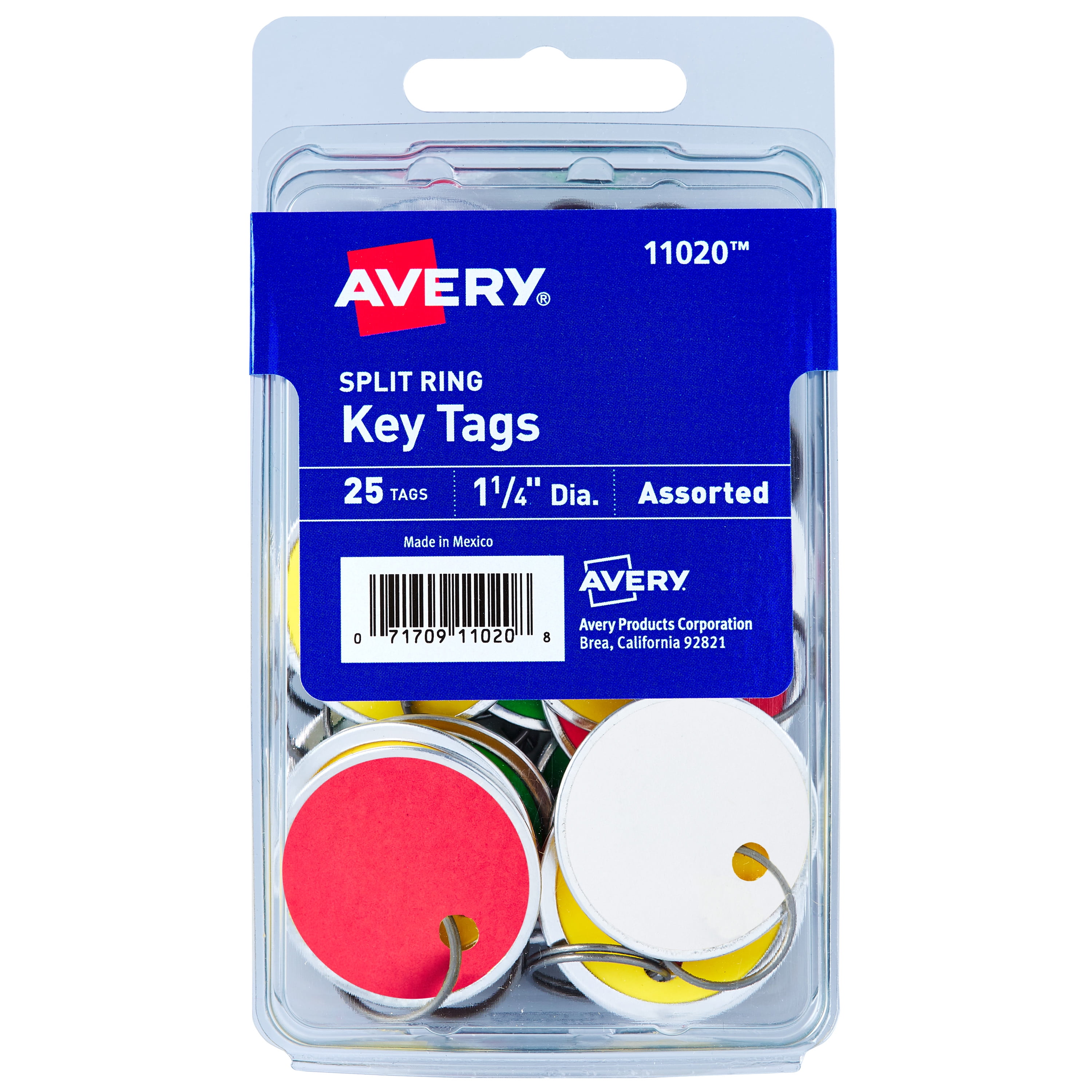 Avery 1-1/4" Key Tags, Split Ring, Assorted Colors, 25 Tags (11020 ...