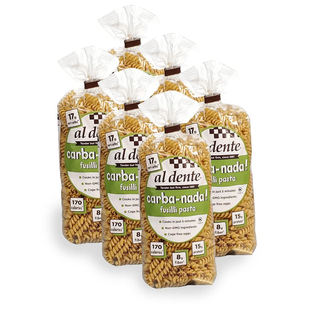 Carba-Nada Reduced Carb Pasta by Al Dente Pasta Company - Fusilli (12oz ...