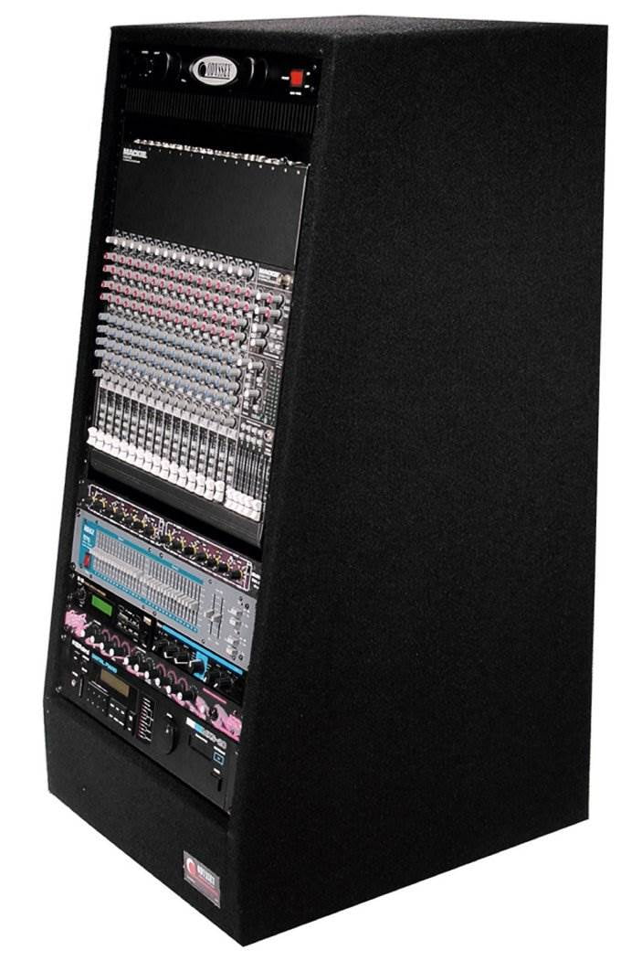 Odyssey CRS20W Carpeted Angled DJ Studio Rack w/ Wheels & 20U Front ...