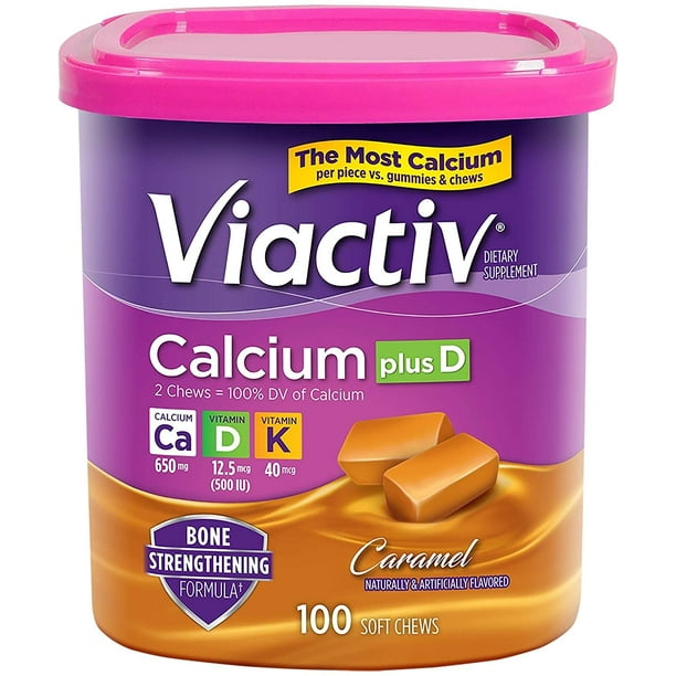 Viactiv Calcium Plus D, Caramel Soft Chews - 100 Ea - Walmart.com