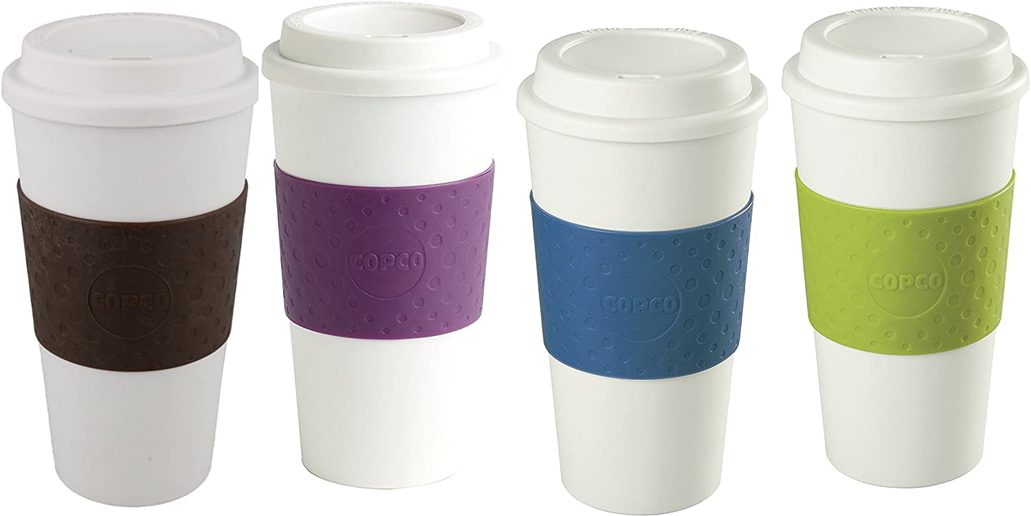 Copco 16oz Insulated Reusable To Go Mugs, 4-Pack (Brown, Plum, Blue ...