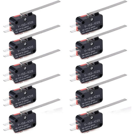 SHTUUYINGG 10pcs 1NO 1NC Micro Switch Hinge Lever, 3 Pin SPDT Long ...