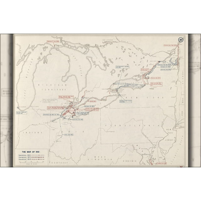 24"x36" Gallery Poster, War of 1812 map of operations in the North ...