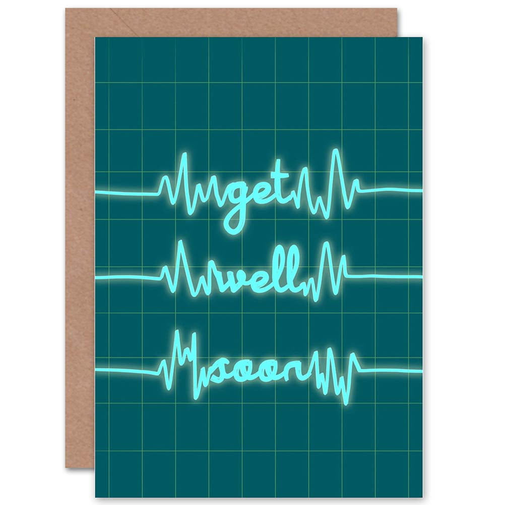 Get Well Heart Monitor Greetings Card Plus Envelope Blank inside ...