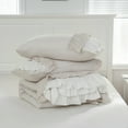Free Shipping! Move Over Beige Grey Ruffle Comforter Set Queen Boho ...