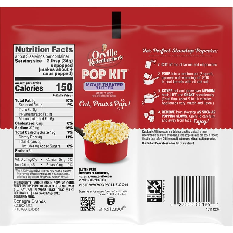 Orville Redenbacher Extra Butter Popcorn Nutrition Facts at James ...