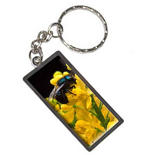 Blue Bee On Flowers Keychain Key Chain Ring - Walmart.com