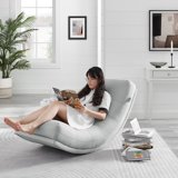 Loungie Hermione Linen Upholstered Gentle Rocking Chair with Padded ...