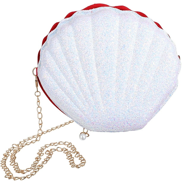 Women Seashell Crossbody Bag Sequin Shell Shaped Chain Shoulder Purse ...