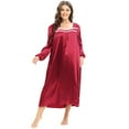 LFFYeerr Womens Silk Nightgown Long Satin Sleepwear Spring Fall ...