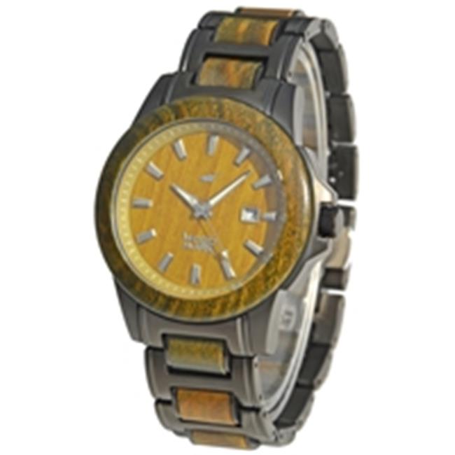 Wood Mark ZS-1036G Mens Chesapeake Black Stainless Steel & Green ...