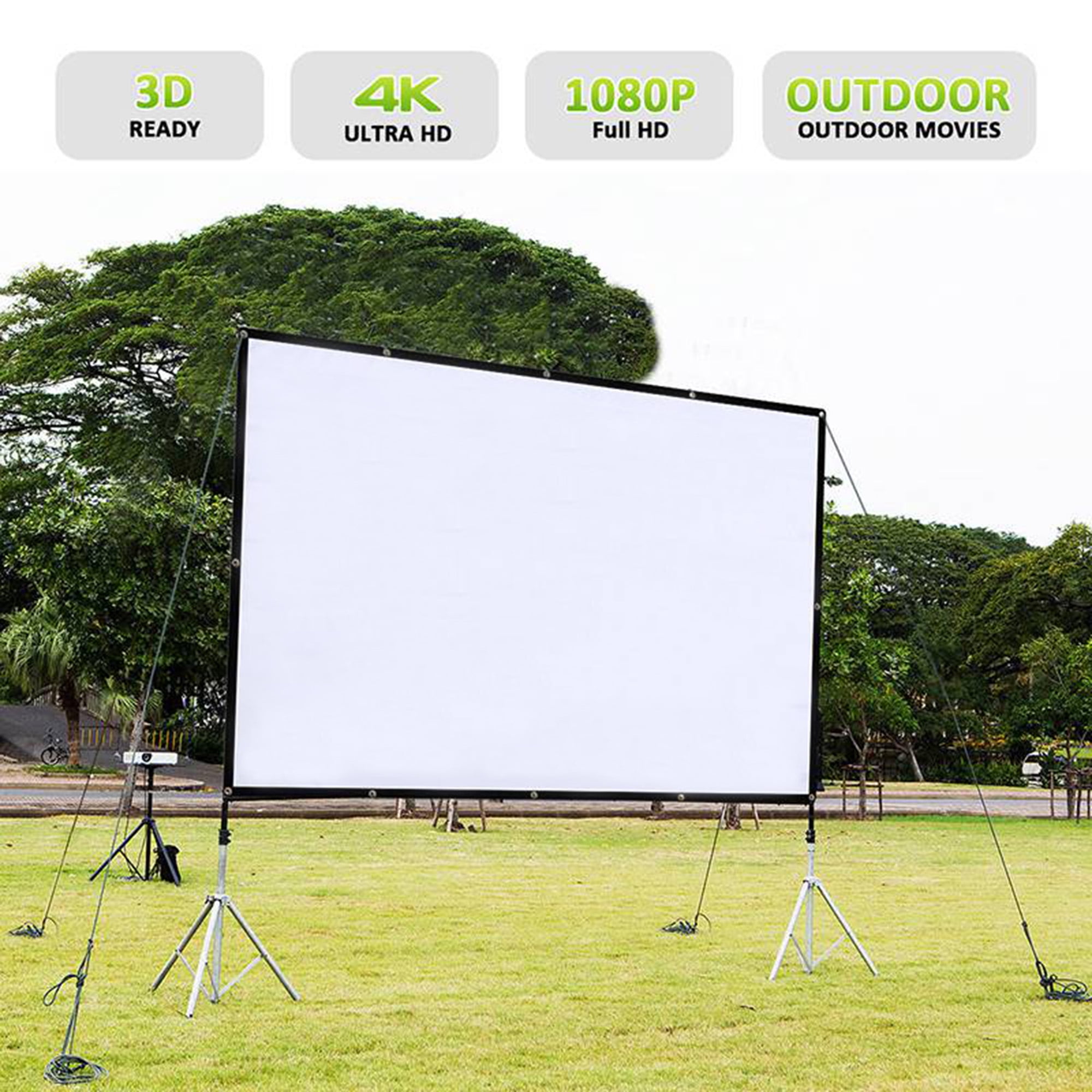 100 inch Portable Projector Screen HD 4:3 White 60 Inch Diagonal ...