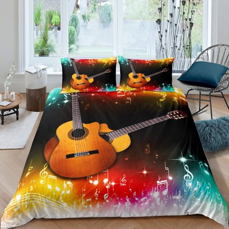 Guitar Bedding Sets Punk Rock Music Duvet Cover Set For Kids Teens Boys ...