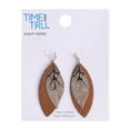 Time and Tru women's Faux Leather Feather Drop Earrings - Walmart.com