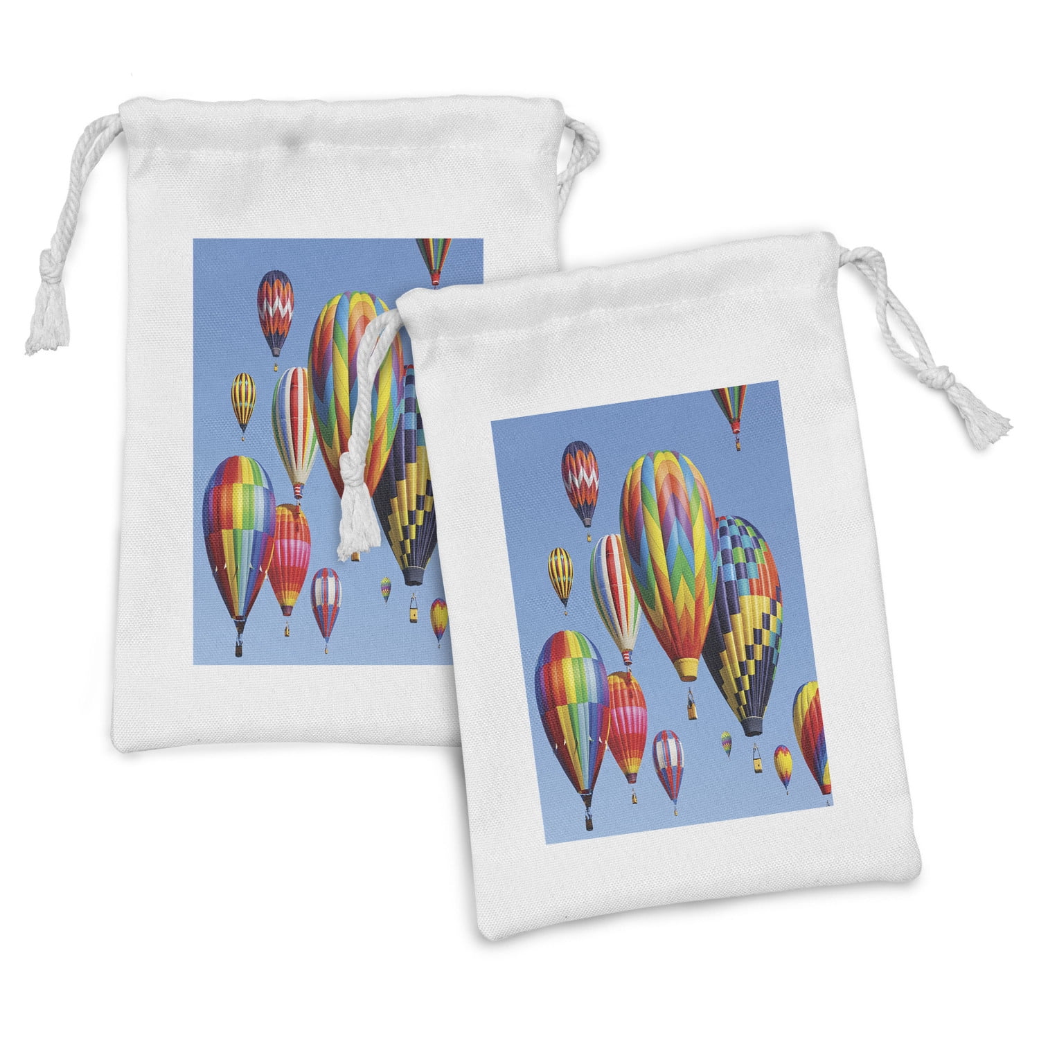 Balloon Fabric Pouch Set of 2, Colorful Air Balloons in the Sky Air ...
