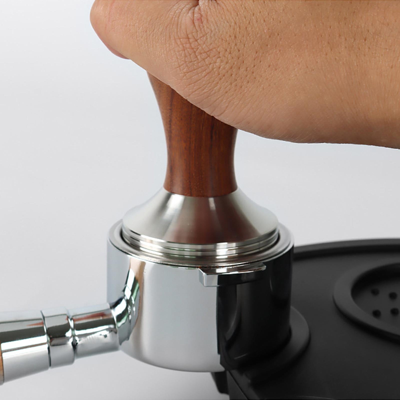 Wooden Coffee Tamper w/Flat Base Espresso Tamper, Stainless Steel Flat ...