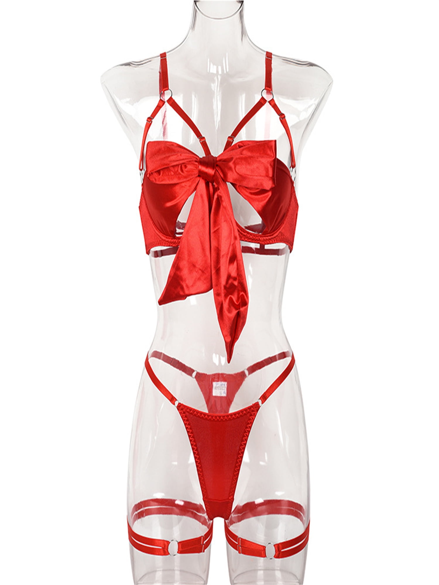 Ice Womens Lingerie Bow Bra And Panty Set Sexy Lingerie,red,m