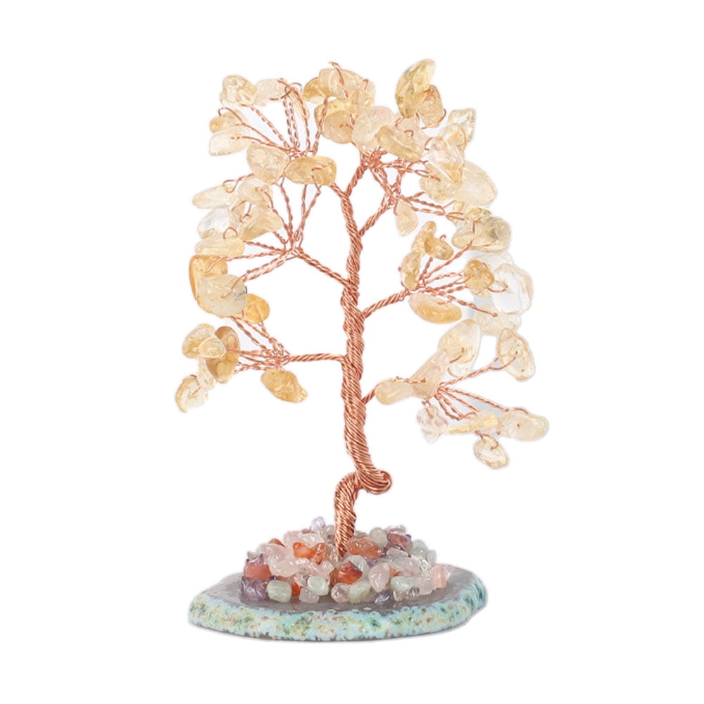 Crystal Money Tree Set on Natural Agate Slice Base, Tree of Life ...