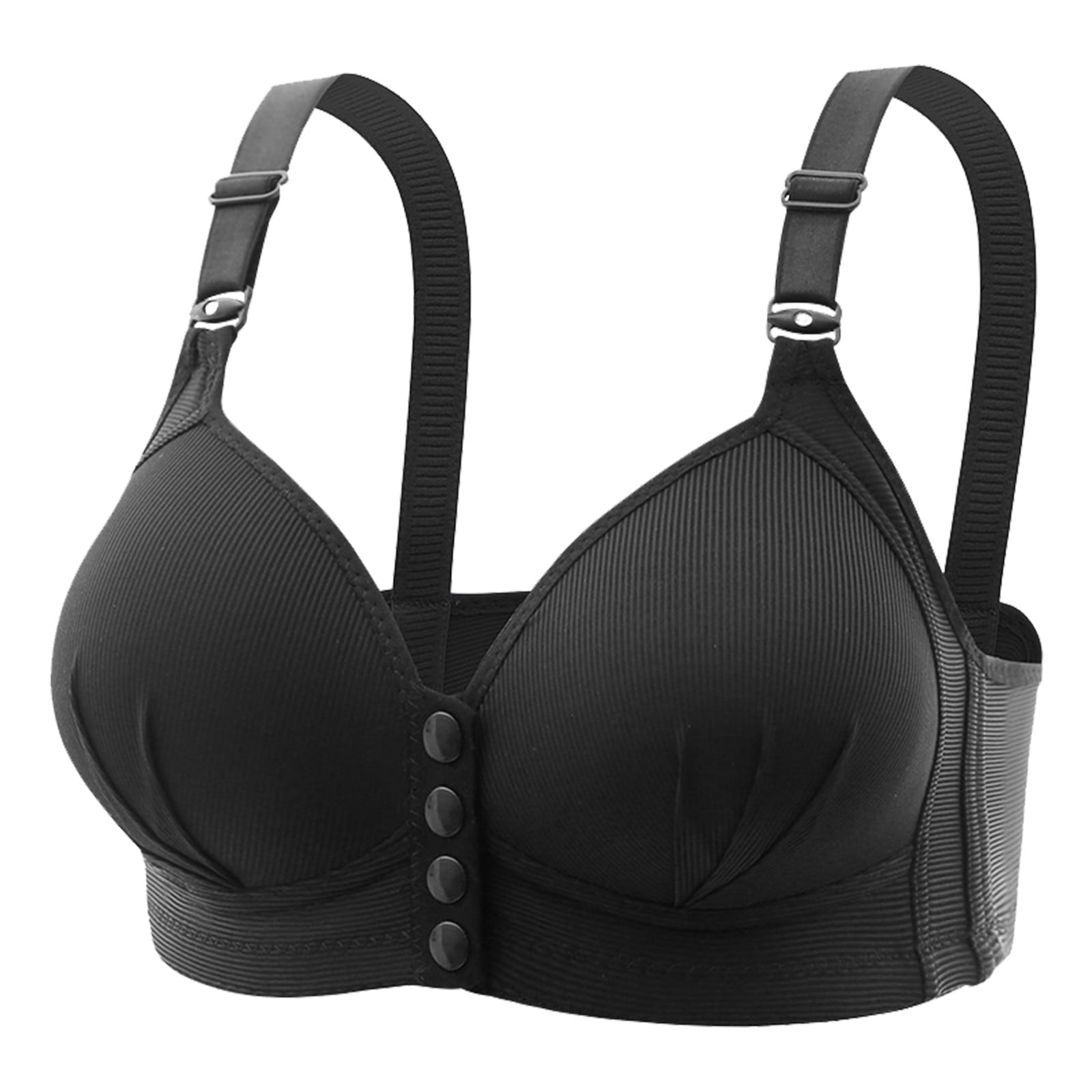 Zmhegw Womens Front Button Bra Breastfeeding No Steel Ring Gathering Side Fold Thin Cup Button
