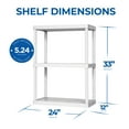 Gracious Living 3 Shelf Plastic Garage Storage Unit, Light Duty, White ...