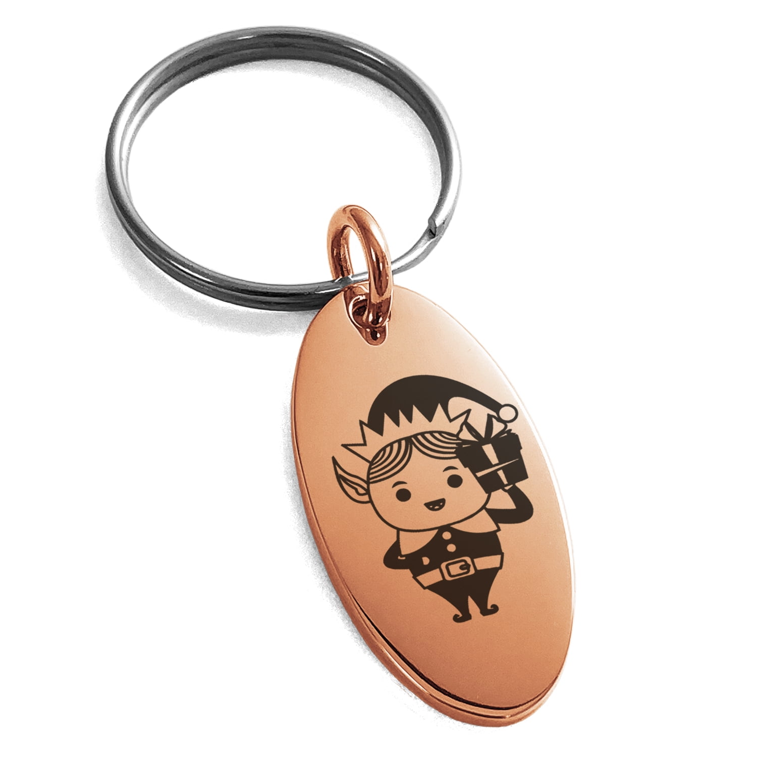 Gold Plated Stainless Steel Gifting Elf Engraved Small Oval Charm ...