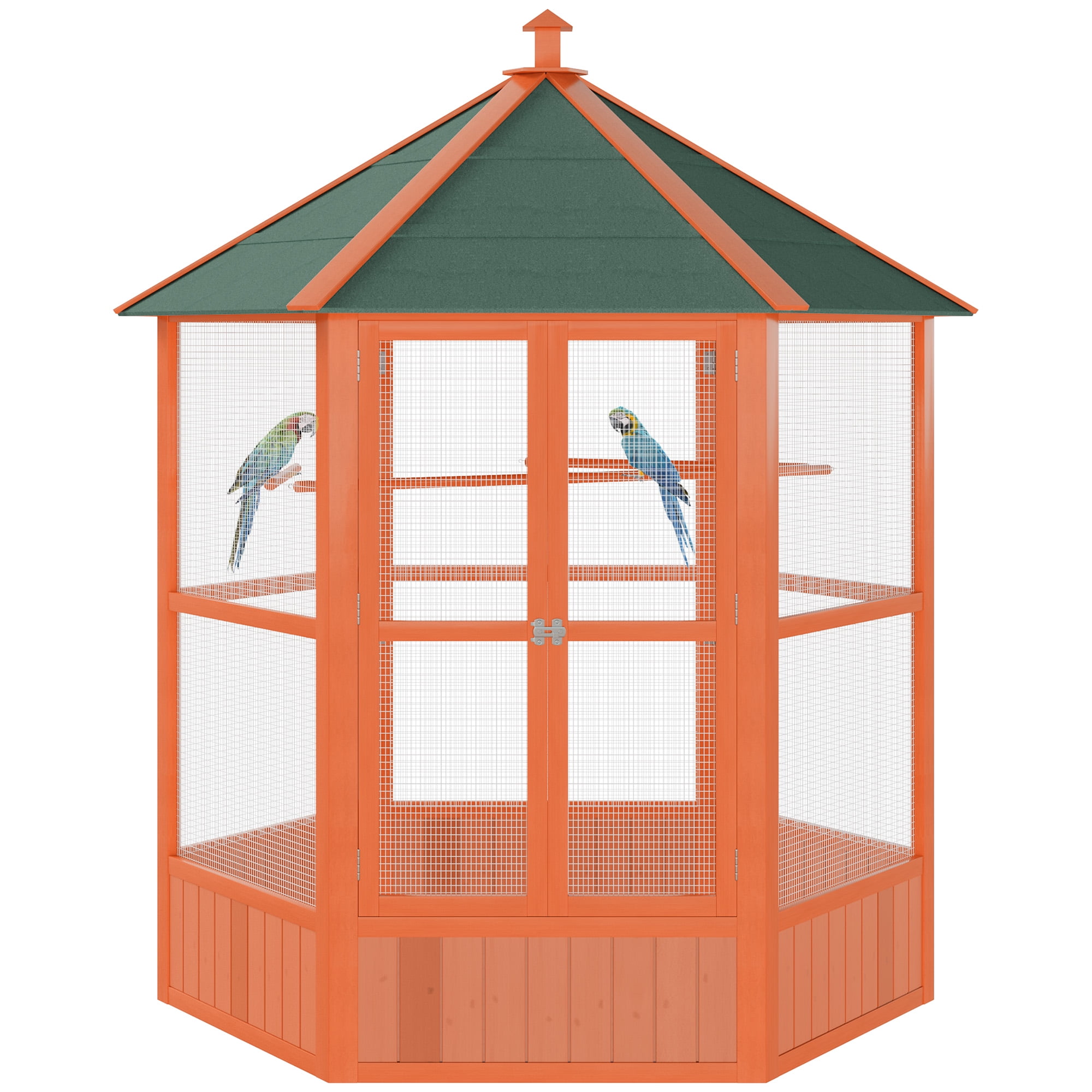 Click here for Pawhut 70H Wooden Bird Cage Hexagonal Outdoor Avia... prices