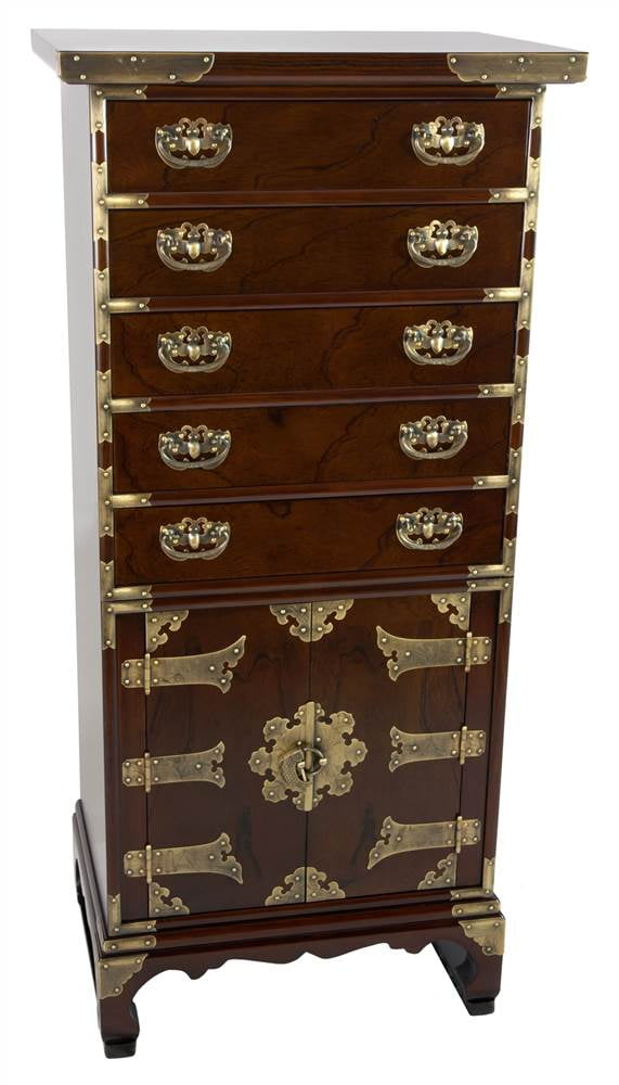 Oriental Furniture Korean Antique Style 5-Drawer Chest, Asian ...