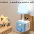 Mfigree Bedroom Bedside Lamp, Integrated Home Socket, Small Night Light ...