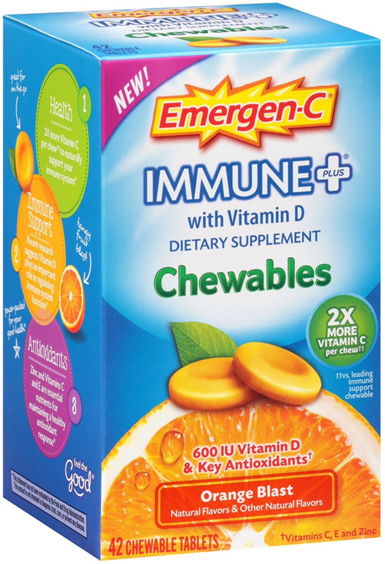 Emergen-C Immune+ Chewables System Support Dietary Supplement Tablet ...