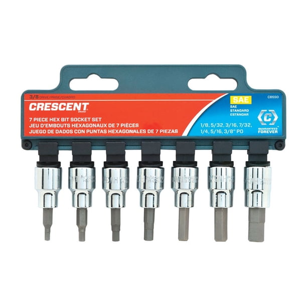 Crescent Assorted Sizes x 3/8 in. drive SAE 6 Point Hex Bit Socket Set ...