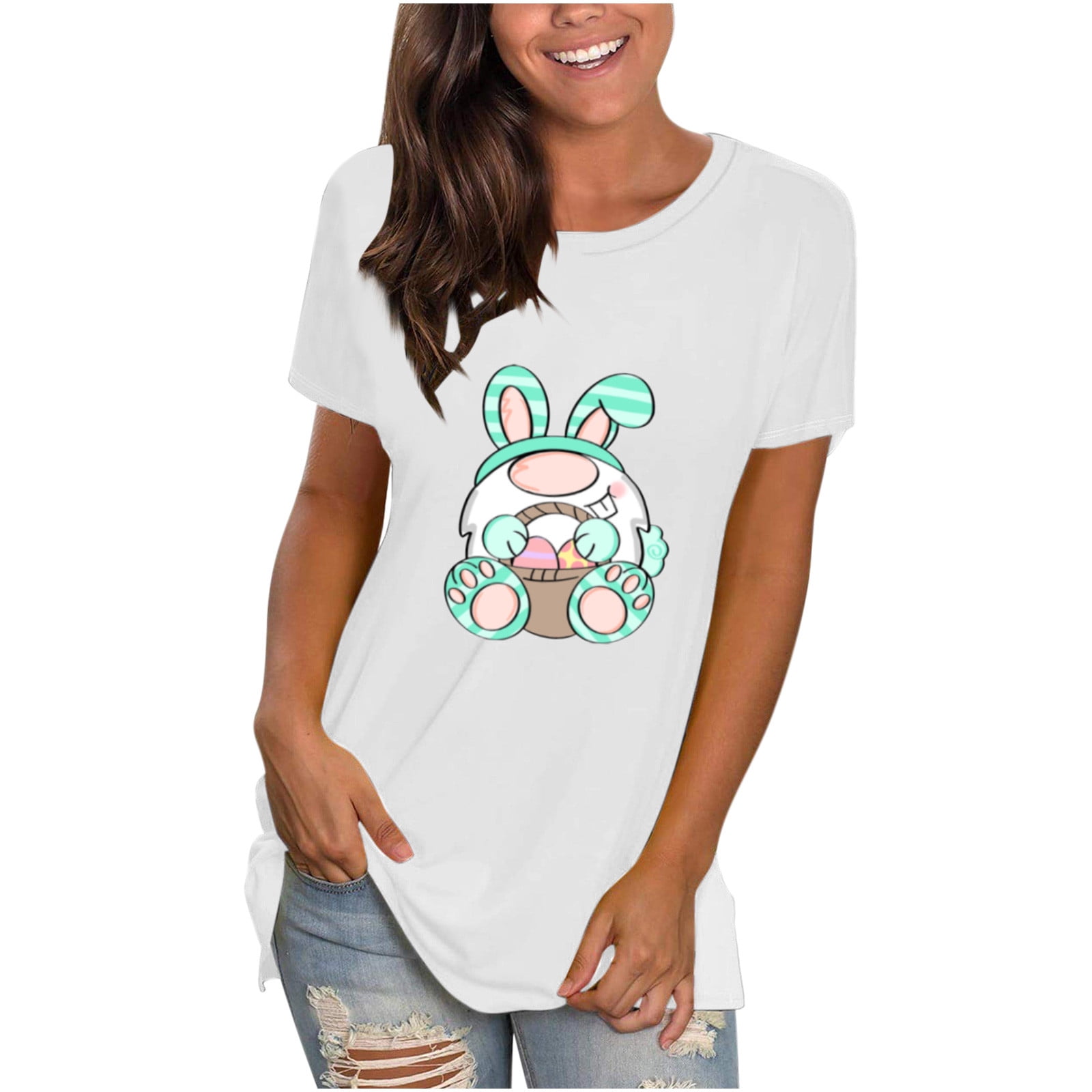 Olyvenn Reduced Tunic T Shirts For Women Blouse Tops Easter Day Easter