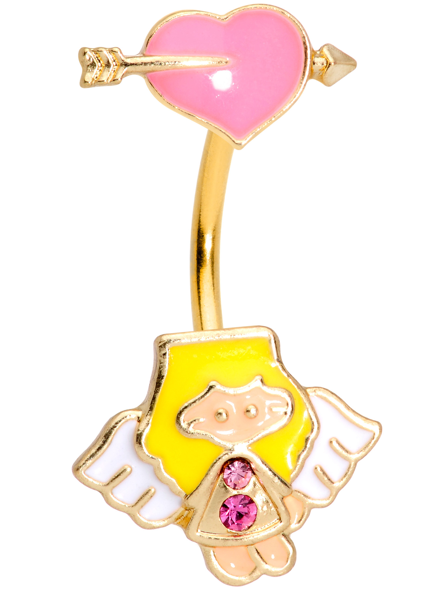 Body Candy Womens 14G PVD Steel Navel Ring Piercing Love Cupid Pink ...