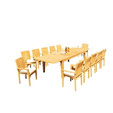 Grade-A Teak Dining Set: 12 Seater 13 Pc: 118" Rectangle Table And 12 ...