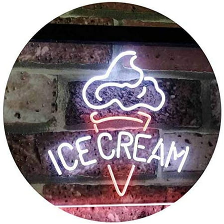 Ice Cream Shop Kid Room Display Dual Color LED Neon Sign Red & Yellow ...