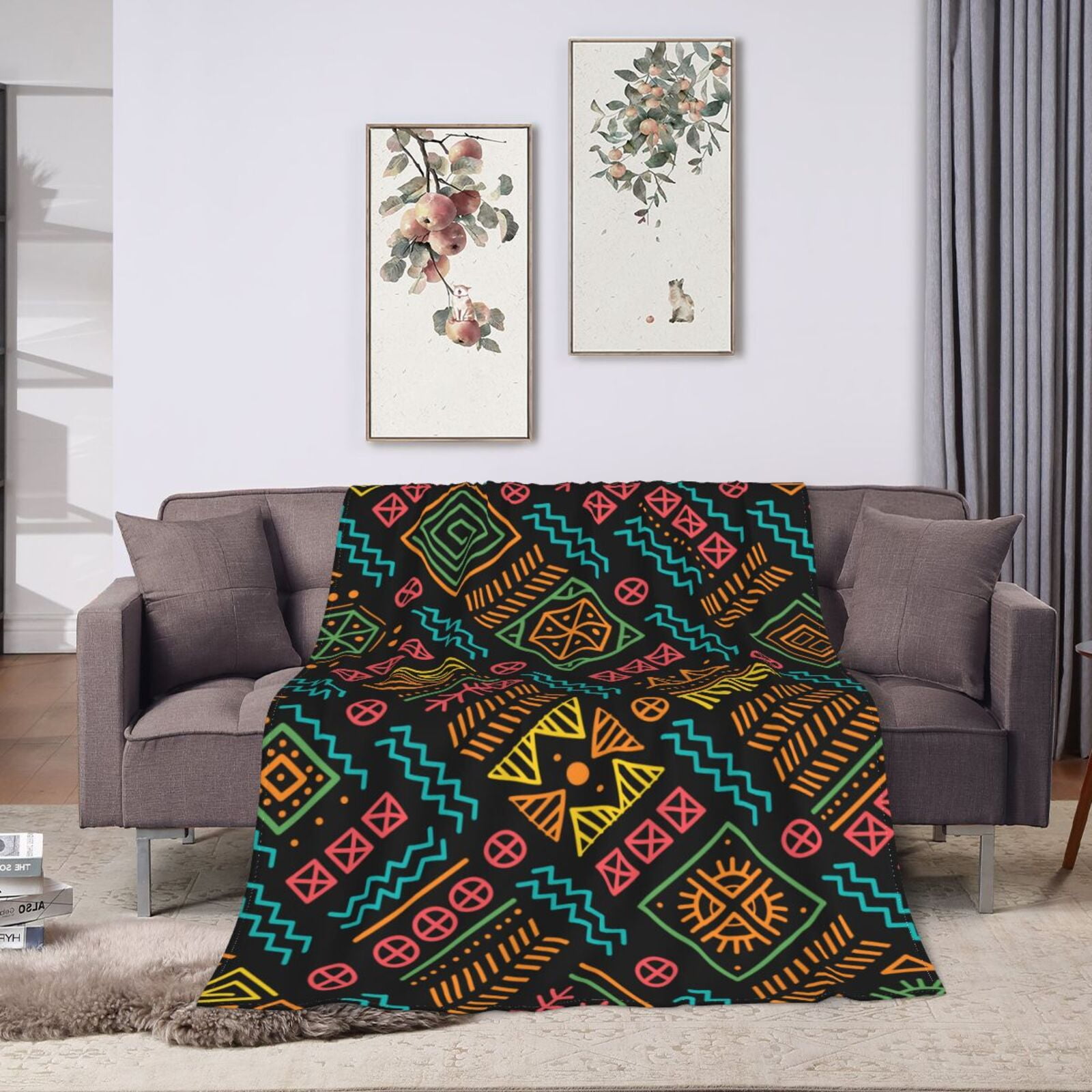 ZNDUO Aztec Mayan Tribal Pattern Throw Blanket, Lightweight Cozy Soft ...