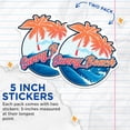 (2 Pack) Sunny Beach Stickers - Ocean Wave Decals - Palm Tree Vacation ...