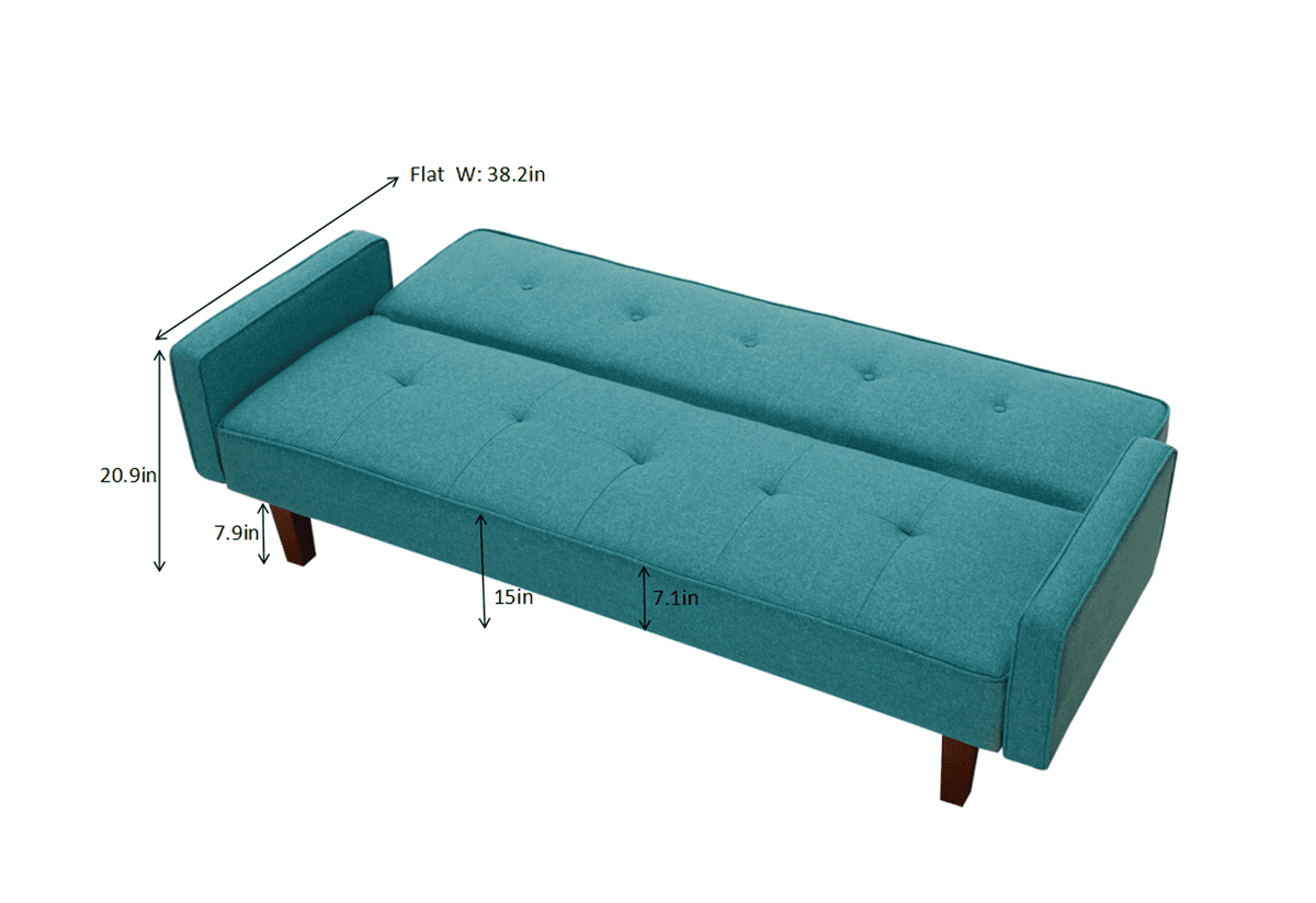 Buy Green Futon Sofa Bed Convertible Sleeper Sofa Couch Small Reclining ...