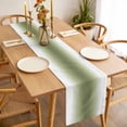 Abstract Green Gradient Cotton Linen Table Runner White and Sage Green ...