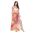 BZSMCE Orange Red Hibiscus Flower Pattern Maxi Cover-Up Skirt ...