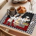 Abstract Cotton Linen Placemats Set of 6, Cartoon Style Chef Black and ...