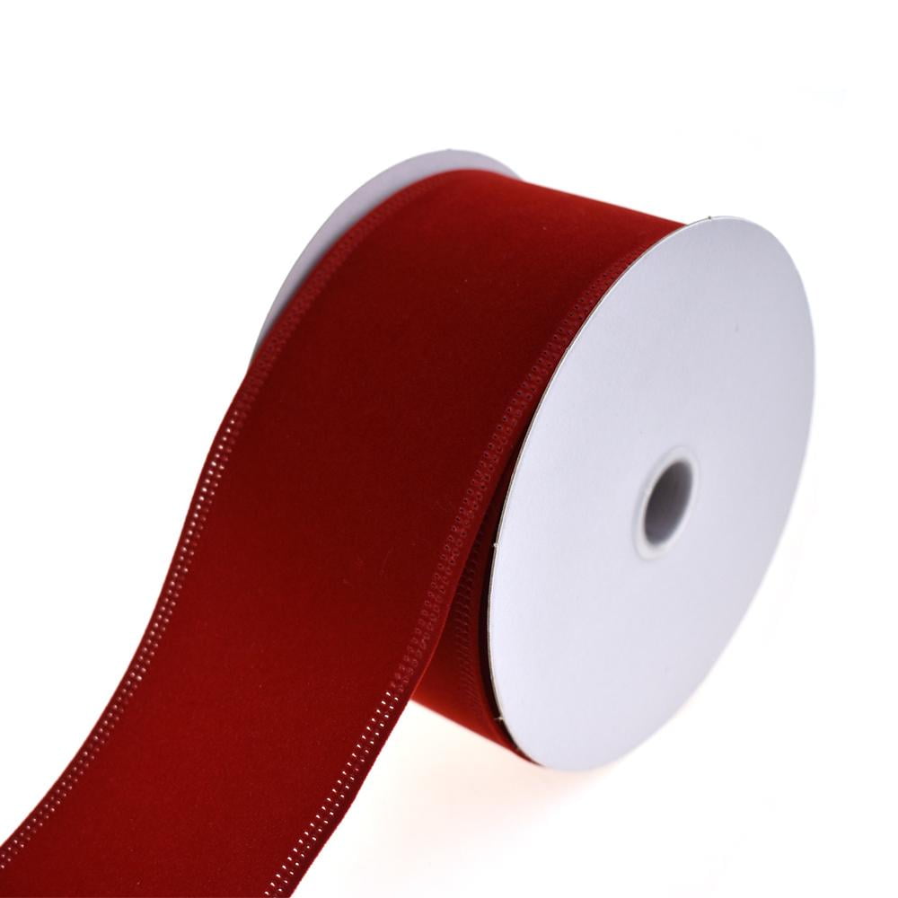 Christmas Velvet Wired Edge Ribbon, 2-1/2-Inch, 10-Yard, Dark Red ...
