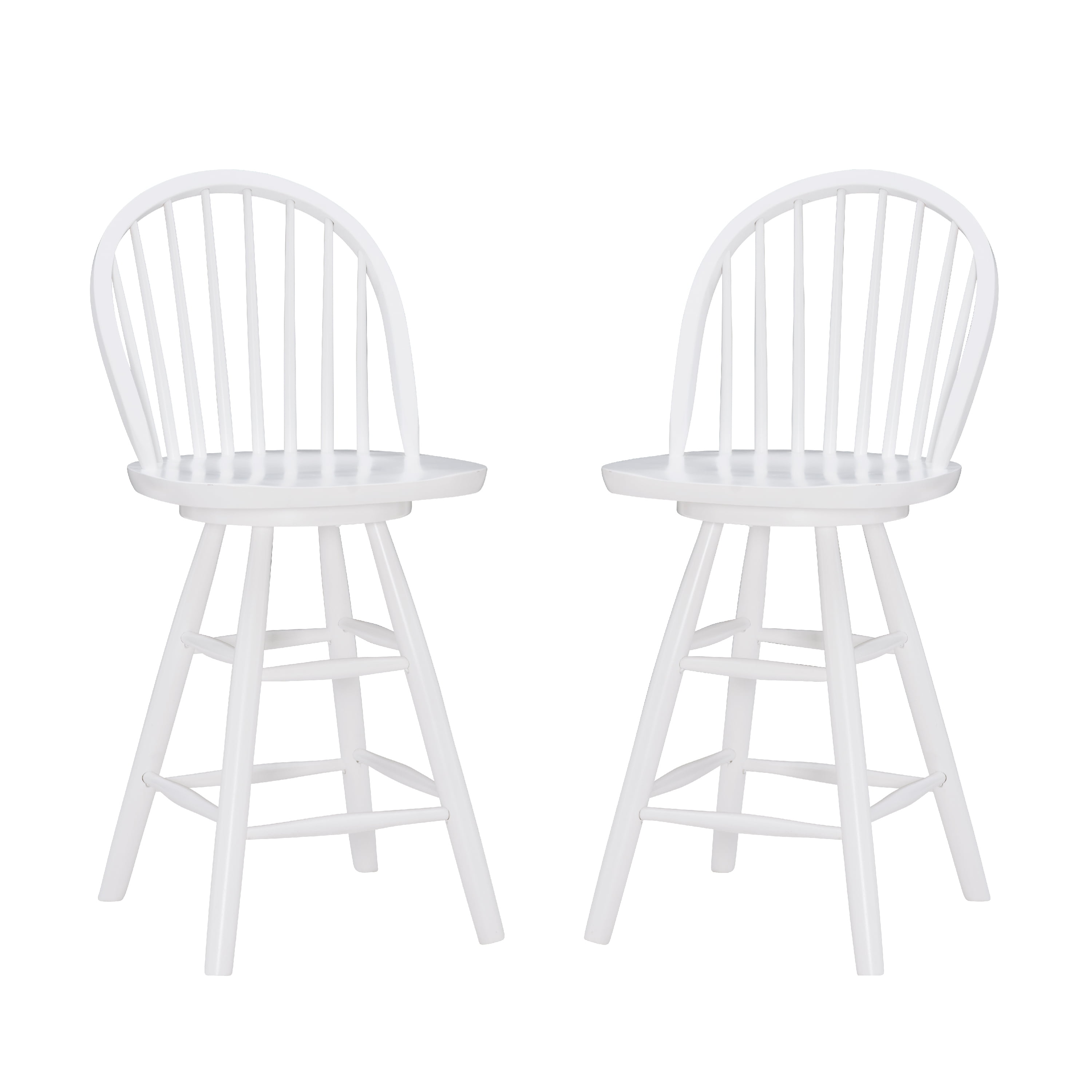 Linon Newton 24" Windsor Back Counter Stools, Classic White Finish, Set ...